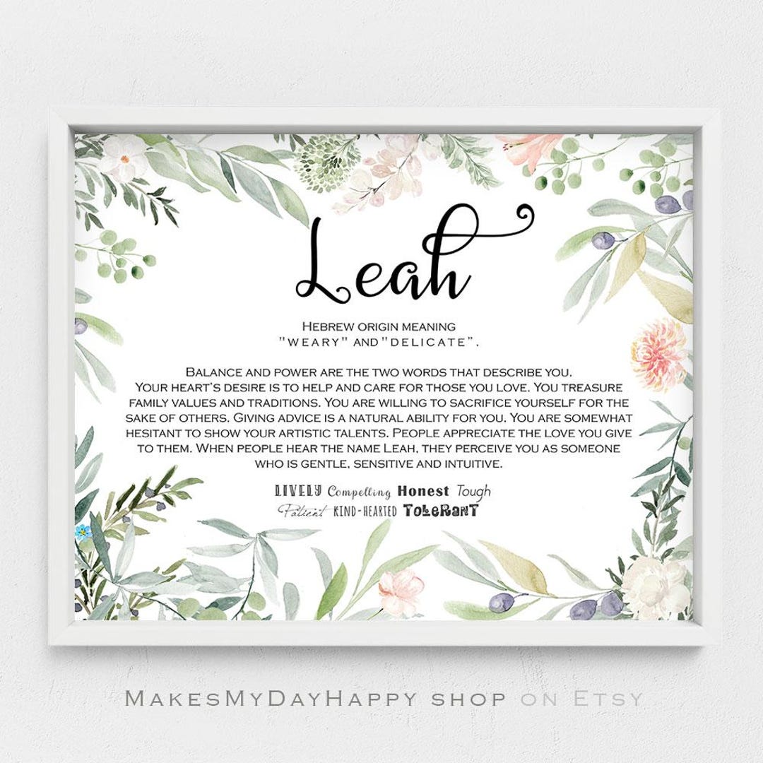 Leah Name Meaning,biblical Meaning,pastel Green Kids Room Wall Art ...