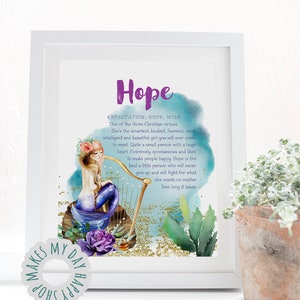 Hope Name Meaning,hope Custom Name Printable Wall Art,mermaid ...