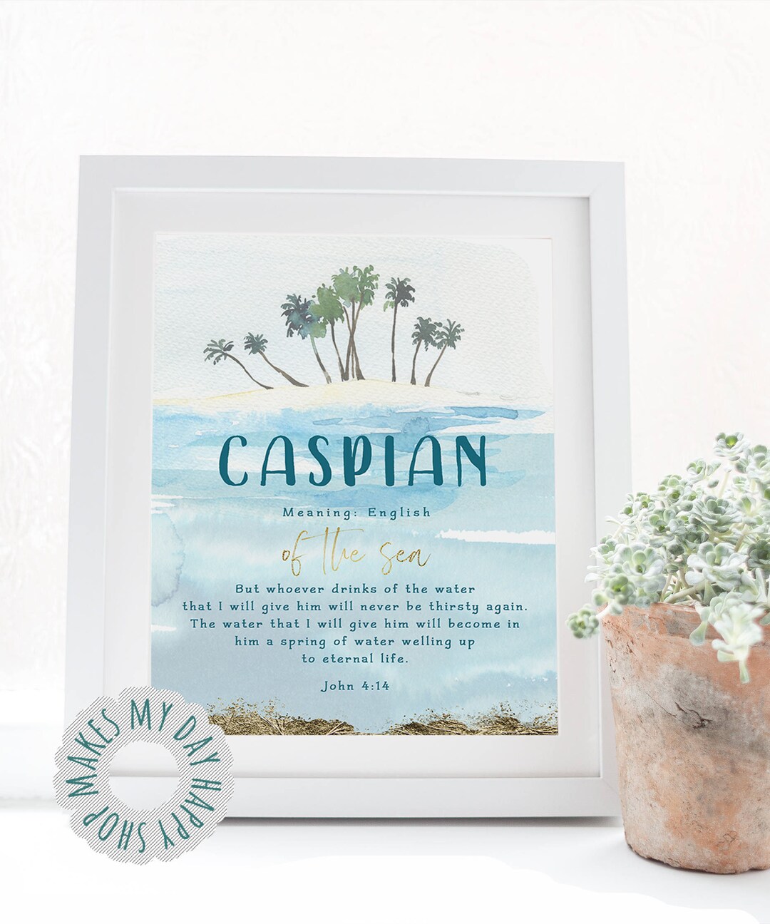 Caspian Name Wall Art,personalized Name Meaning,summer Baby Shower Gift ...