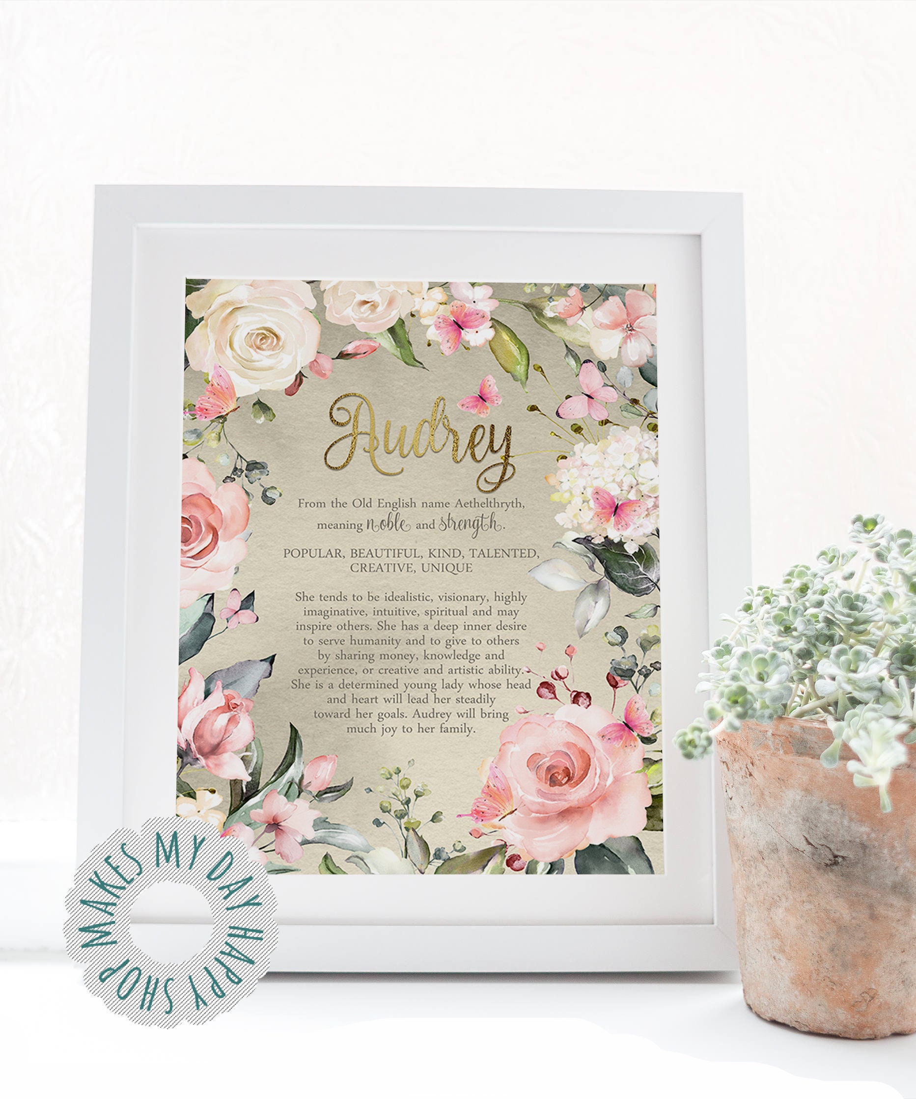 Matilda name meaning,blush nursery floral decor,Floral name wall art ...