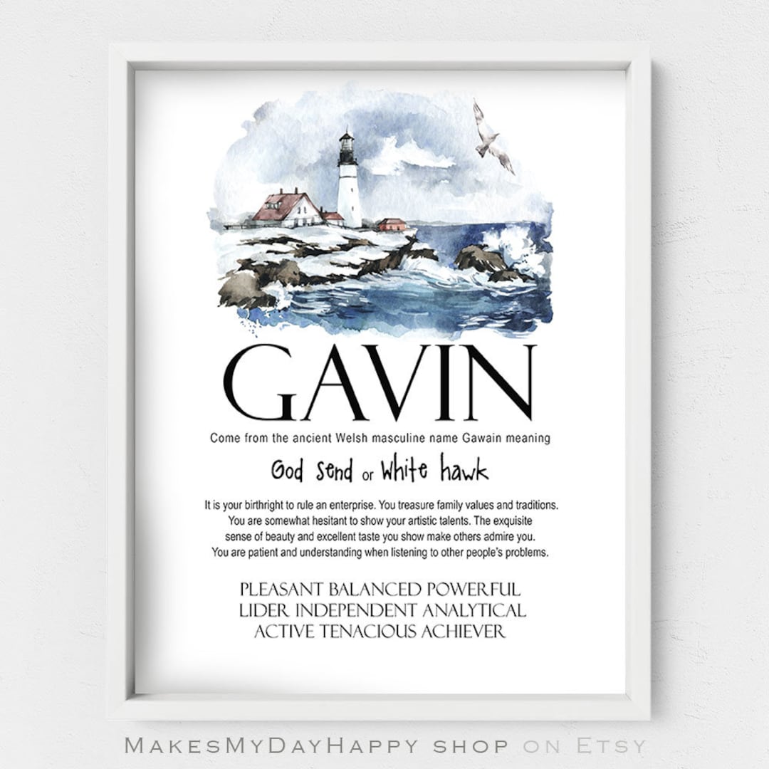 Origin of Names,gavin Name Wall Art,personalized Gift,seashore Waves ...