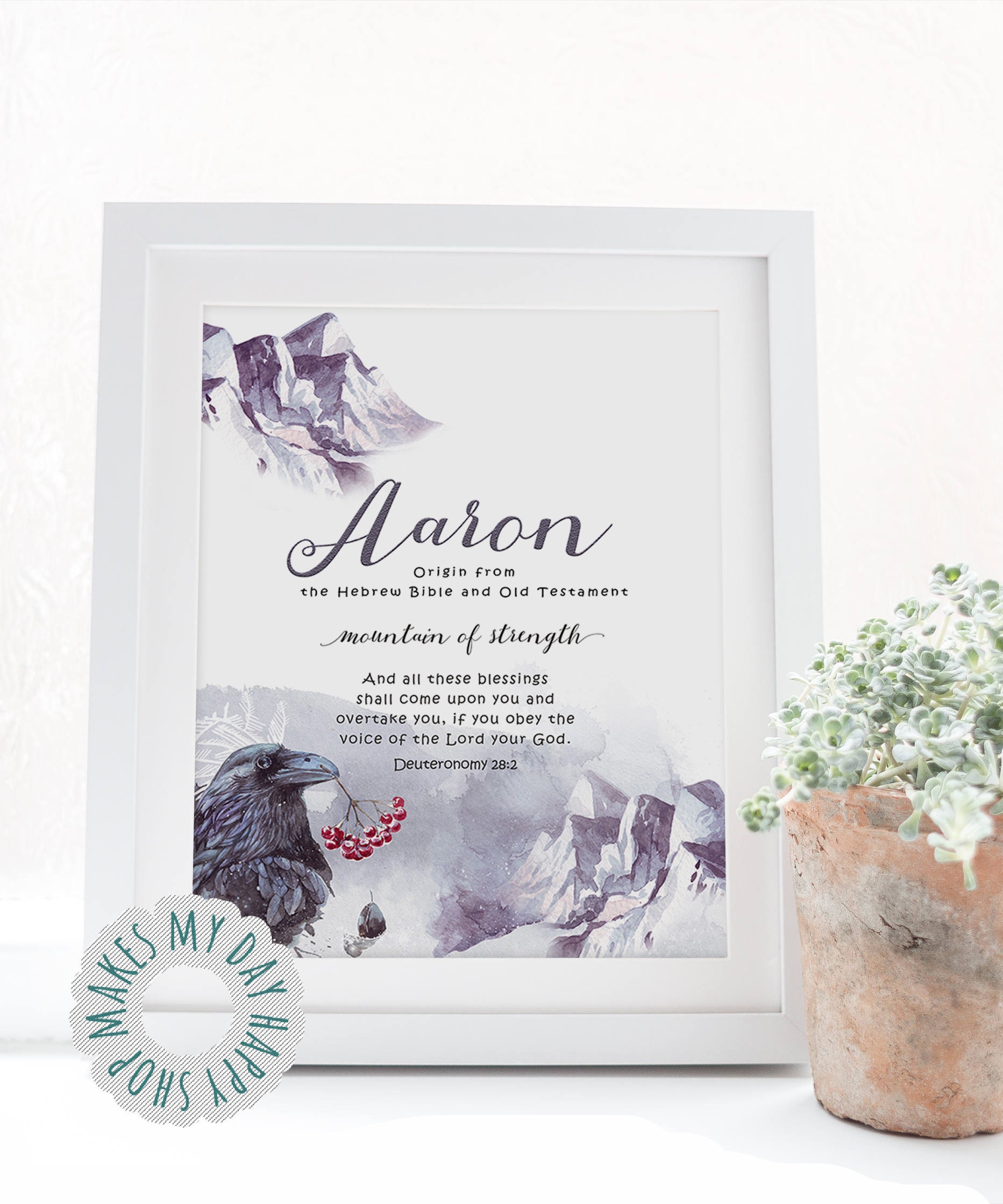 Aaron Name Meaning,first Name Wall Art,deuteronomy 28,custom Biblical ...