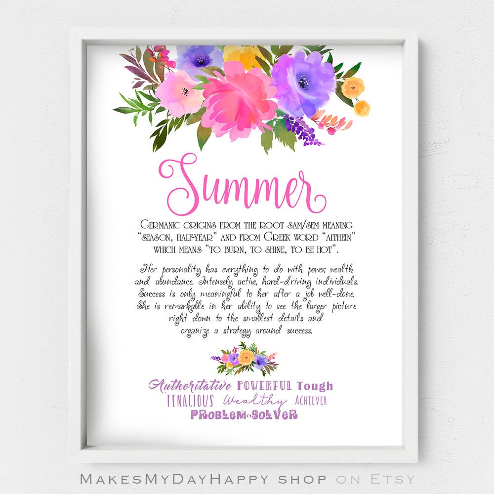 Adalyn Name Meaning,first Name Poster,personalized Gift,pink Floral ...