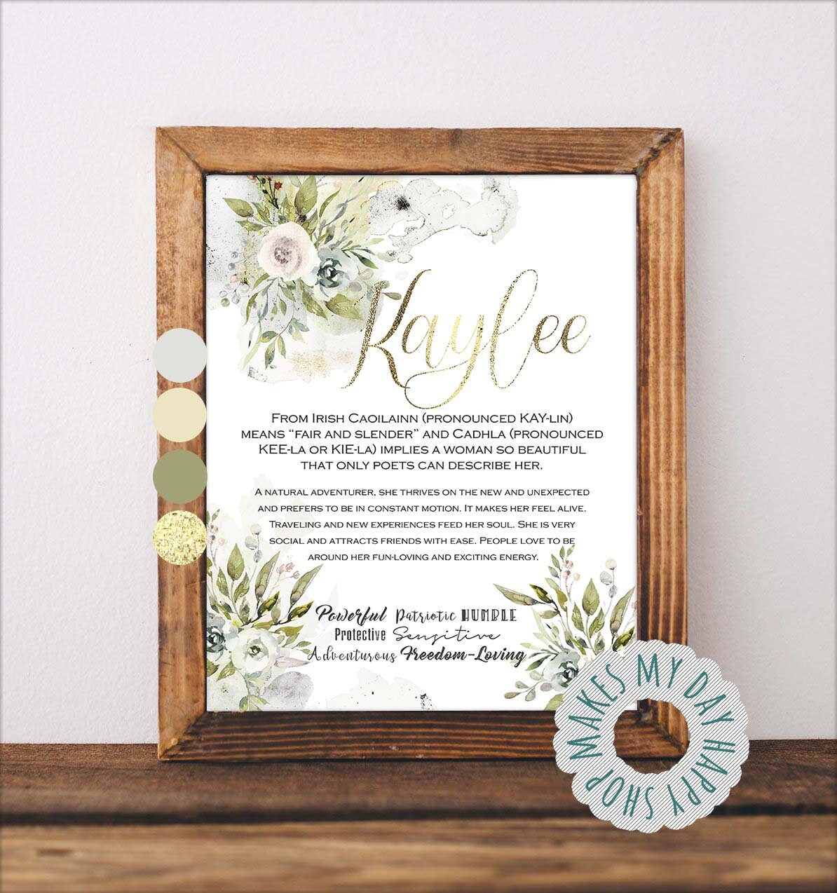 Kaylee Name Meaningfirst Name Floral Wall Artcustom First - Etsy UK