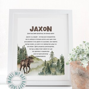 Jaxon Personalized Name Wall Art,custom Name Meaning,watercolor Forest ...