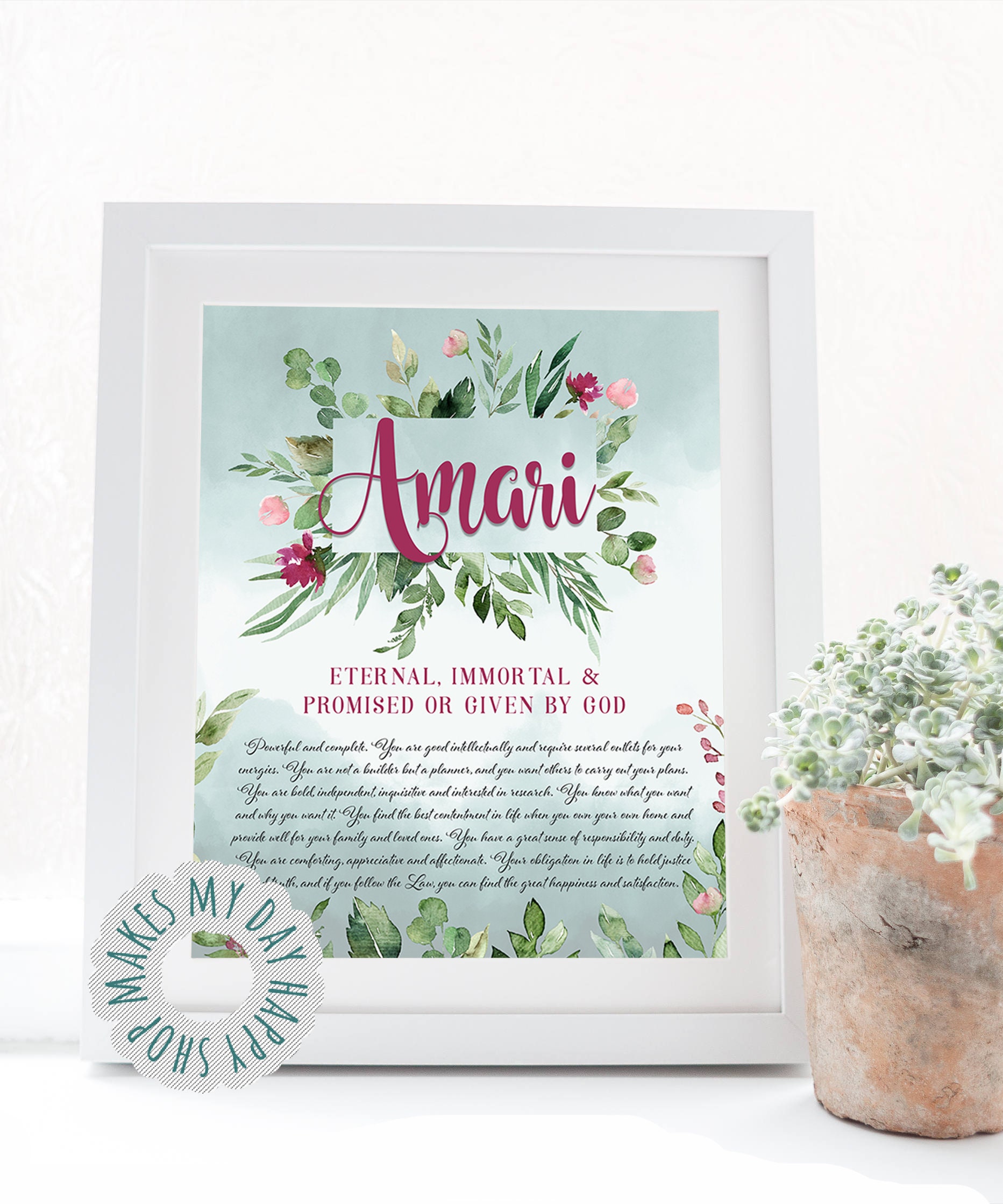 Arabic Name Meaning Printable Artcustom Name Meaning | Etsy