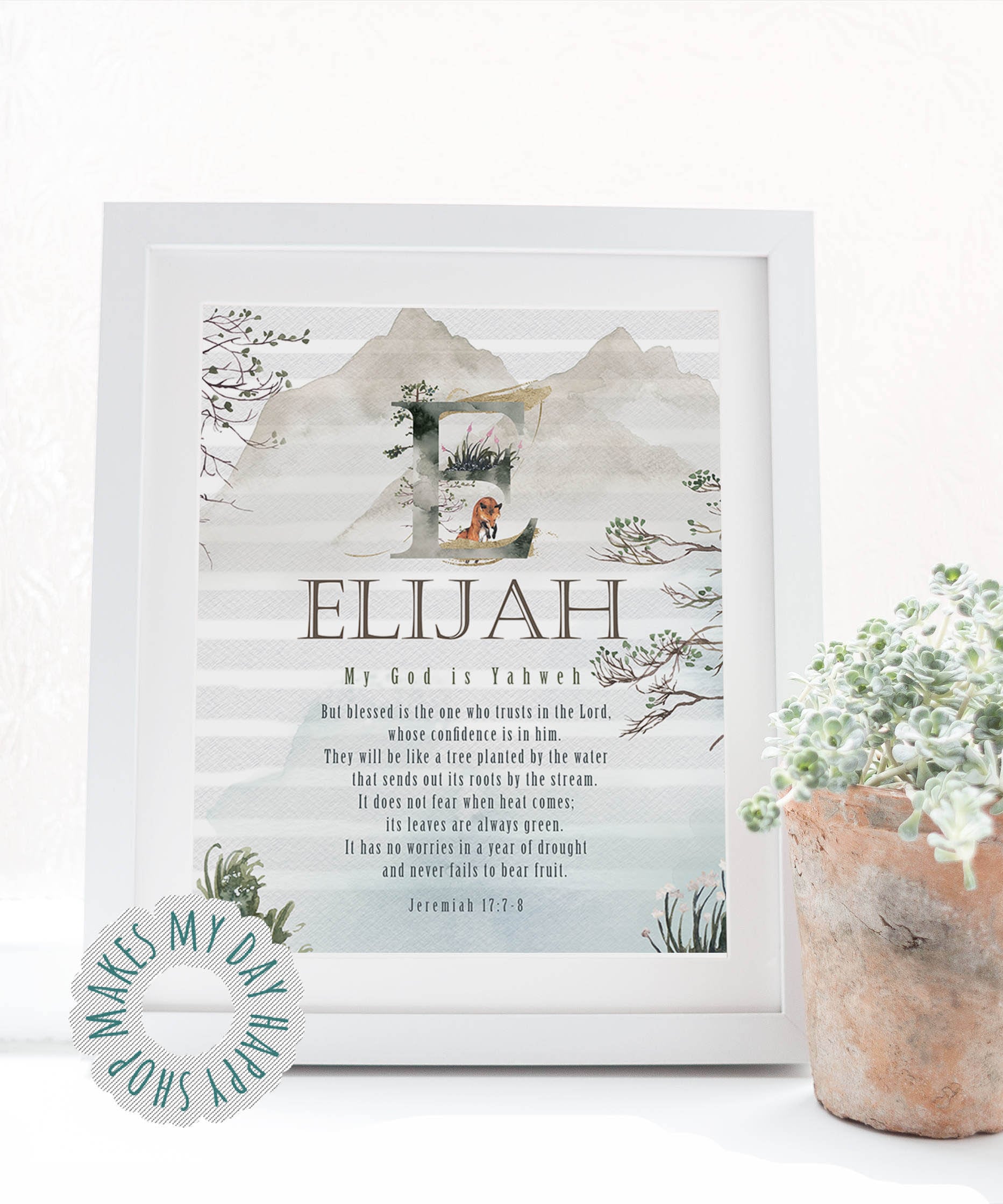 Elijah Name Meaning Wall Artjeremiah 17:7-8 Custom Biblical | Etsy