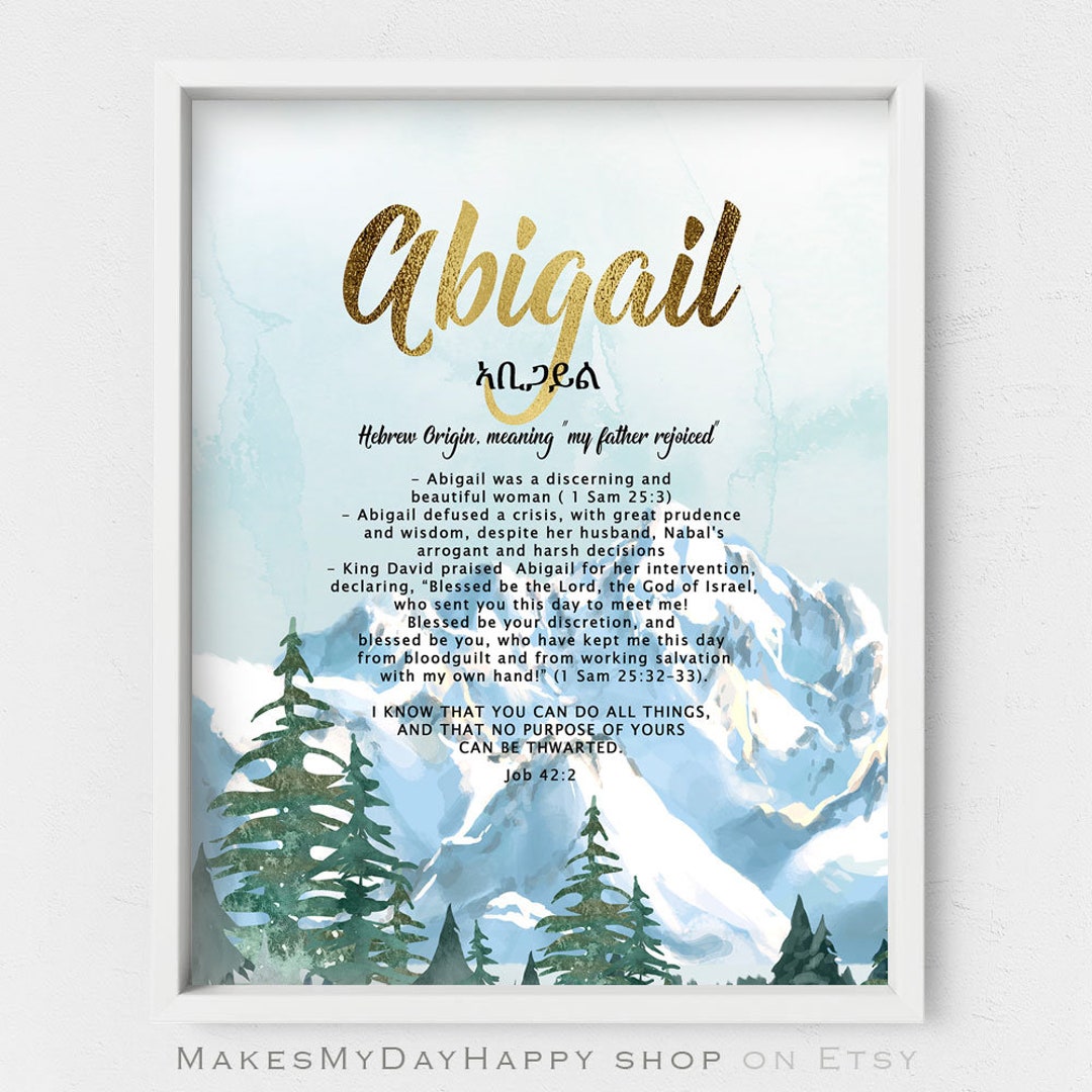 Abigail Name Wall Art,custom Hebrew Name Meaning,name Description,snowy ...