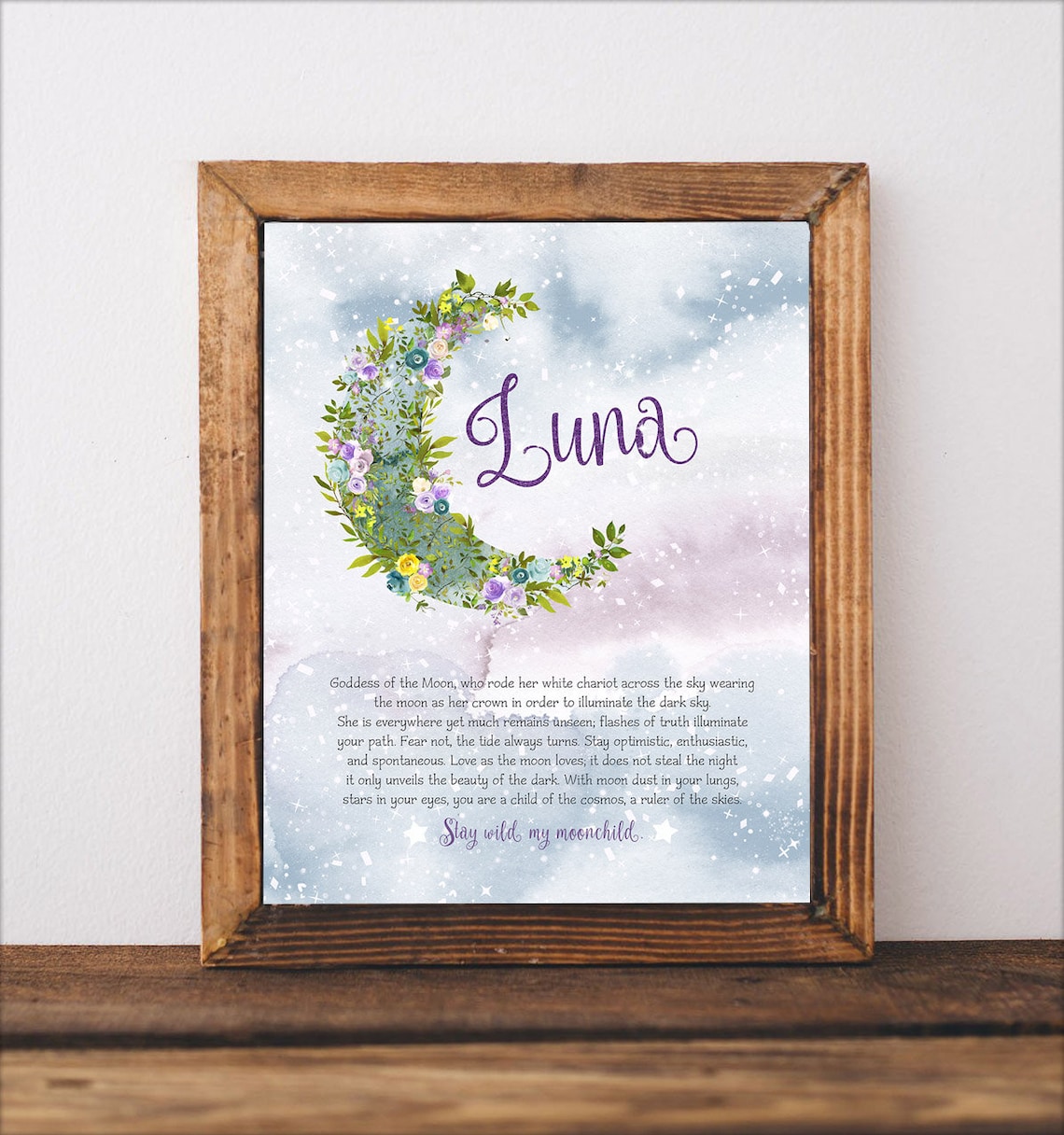 Luna Name Meaningwatercolor Moon Phasescoral Color Custom - Etsy