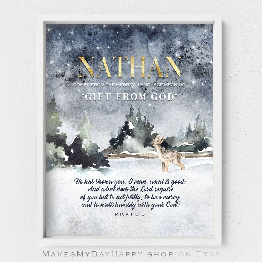 Nathan Custom Biblical Name Meaning,night Sky Celestial,first Name Wall ...