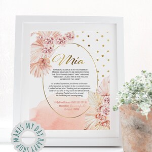 Mia Name Meaning,first Name Sign Wall Decor,coral Color Custom Name Art ...