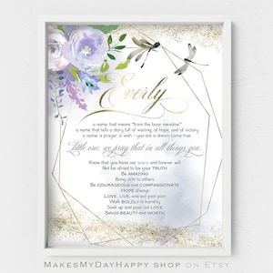 Naomi Name Meaning,purple Floral Girls Room Wall Art,biblical Meaning ...