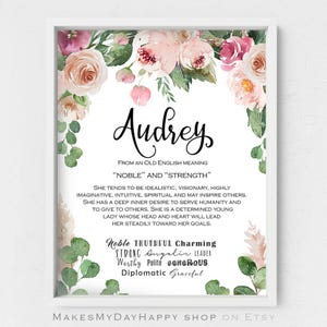 Jessica Name Wall Art,personalized Name Meaning,red Floral Poster ...