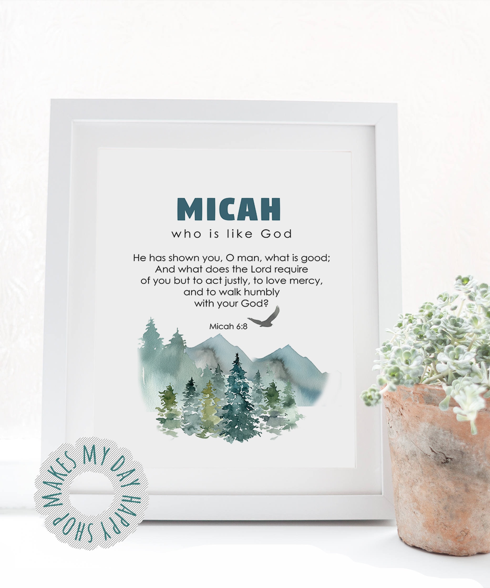 Micah Custom Name Wall Artpersonalized Name Meaning With | Etsy UK