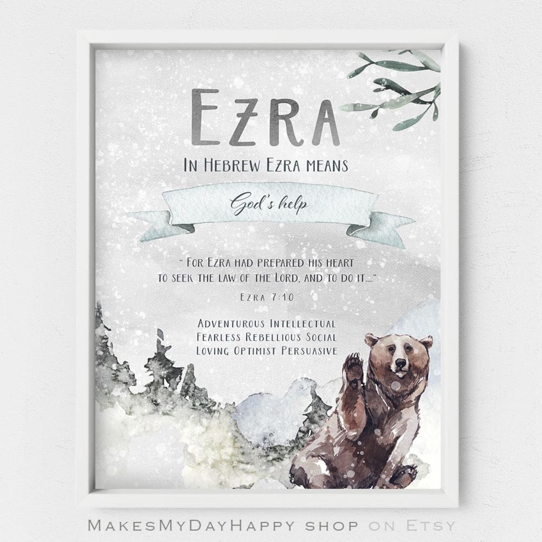 Ezra Name Meaning,biblical Meaning,forest Nature Art,beer Waving Poster ...