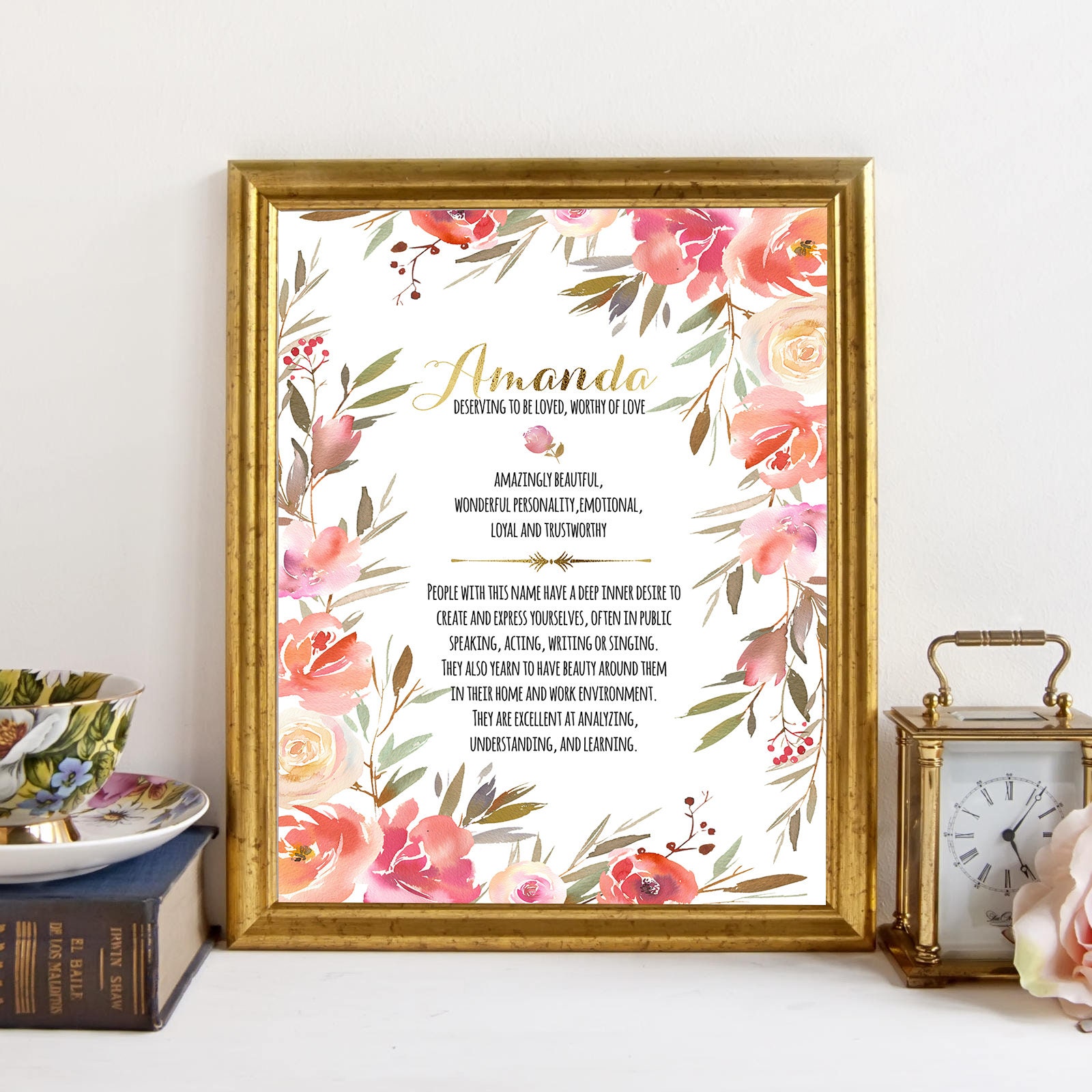 Custom Name Personalized Art Print With Meaning of Namebaby | Etsy