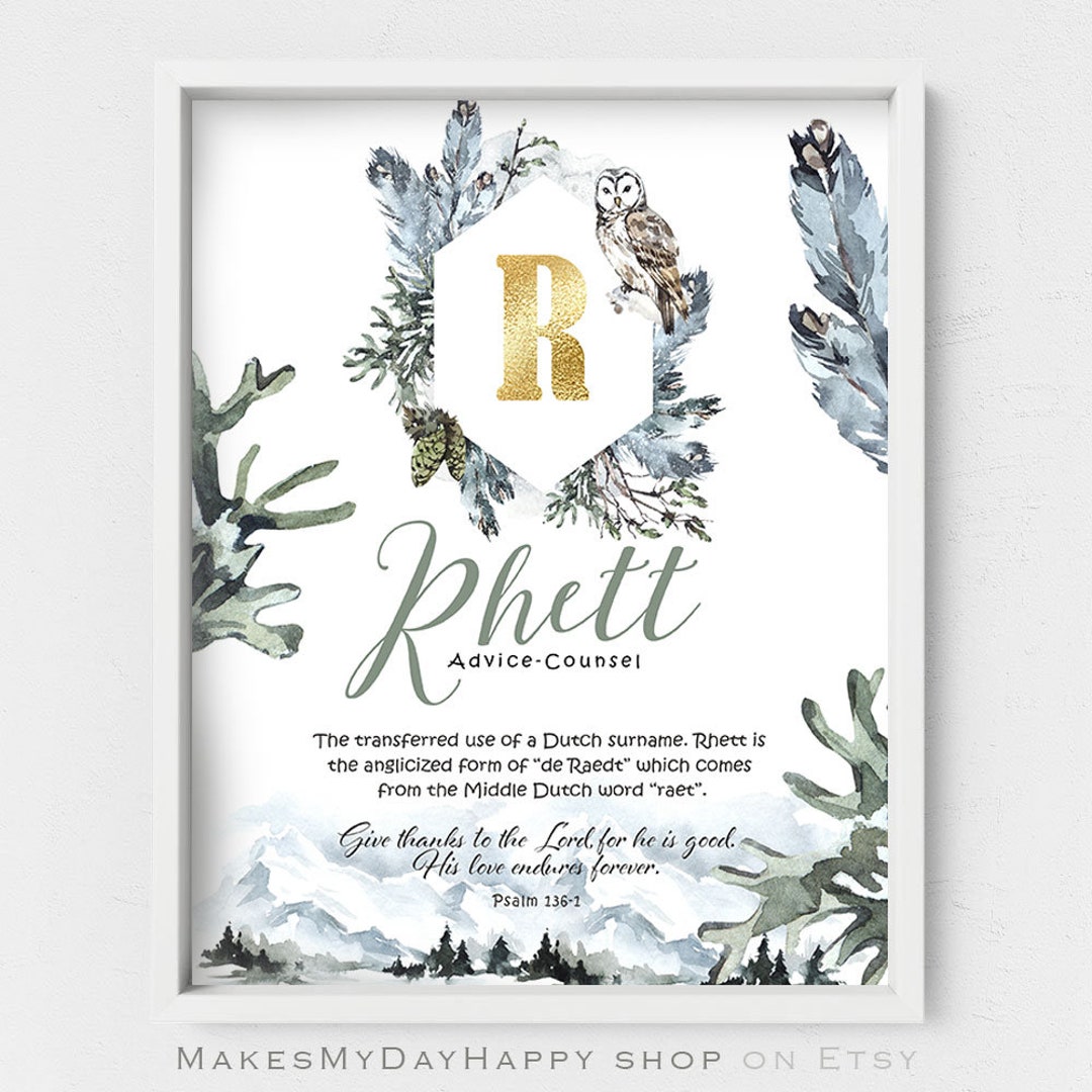 Rhett Custom Biblical Name Meaning,first Name Wall Art,psalm 136,bible ...