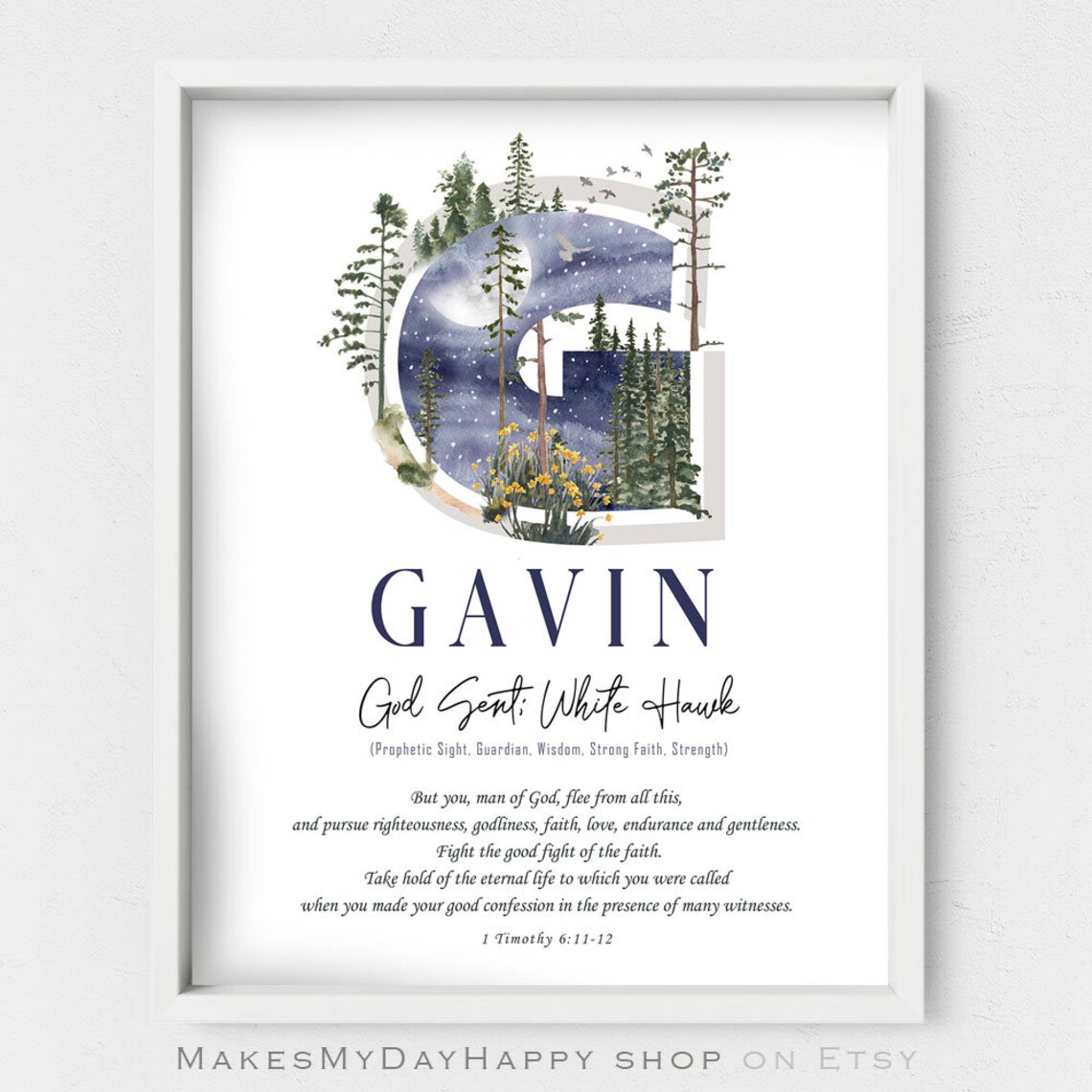 Gavin Name Meaning,custom Spiritual Meaning,1 Timothy 6,baby Shower ...