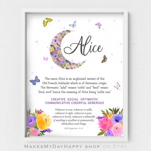 Adalyn Name Meaning,first Name Poster,personalized Gift,pink Floral ...
