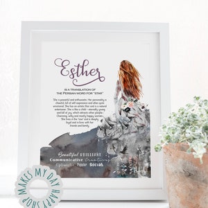 Esther Name Wall Art,personalized Name Meaning,custom Name Meaning,gift ...