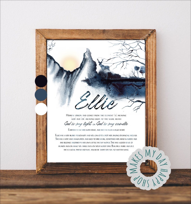 Ellie Name Meaning,first Name Sign Wall Decor,navy Landscape Scenery ...