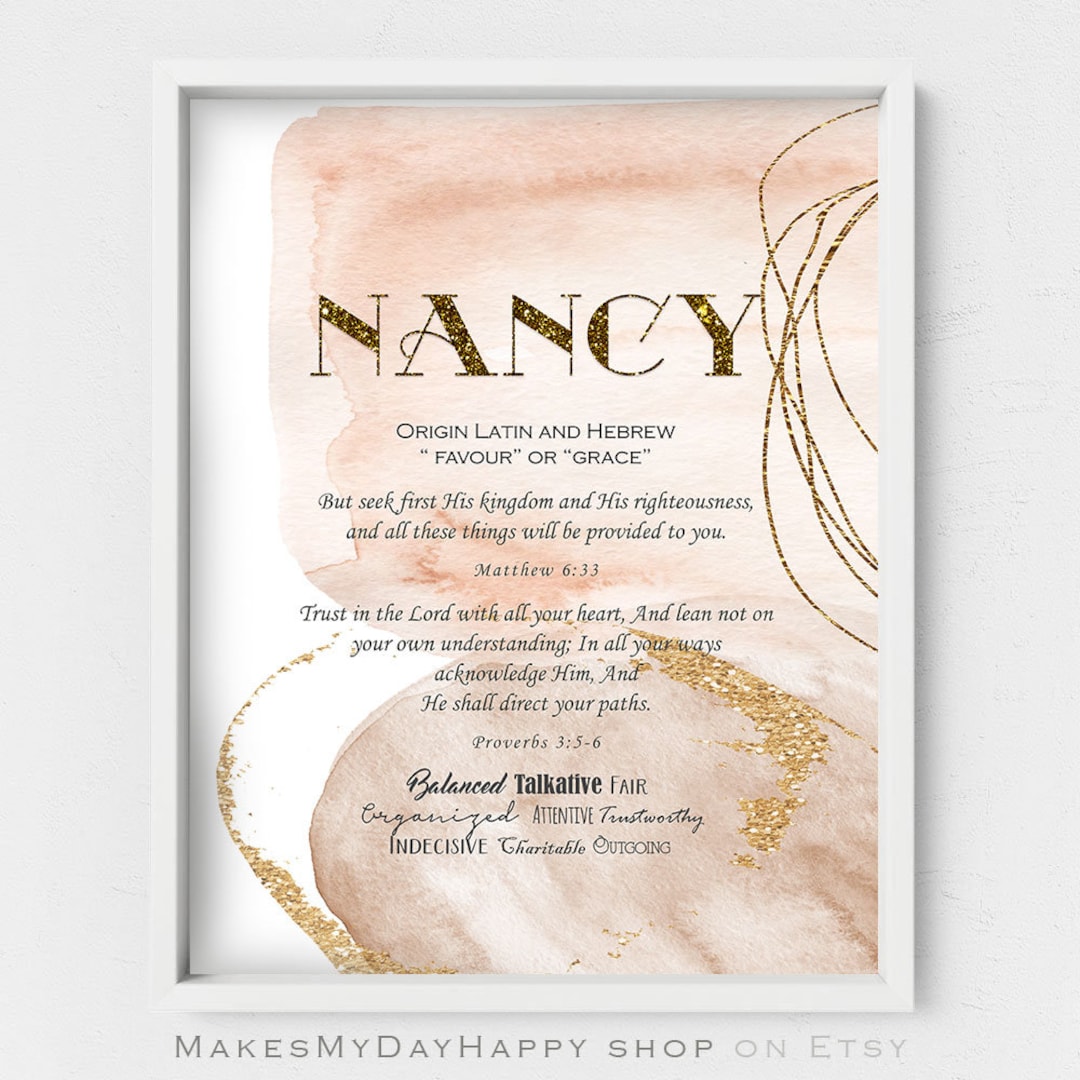 Personalized Birthday Gift,nancy Name Meaning,first Name Abstract Wall ...