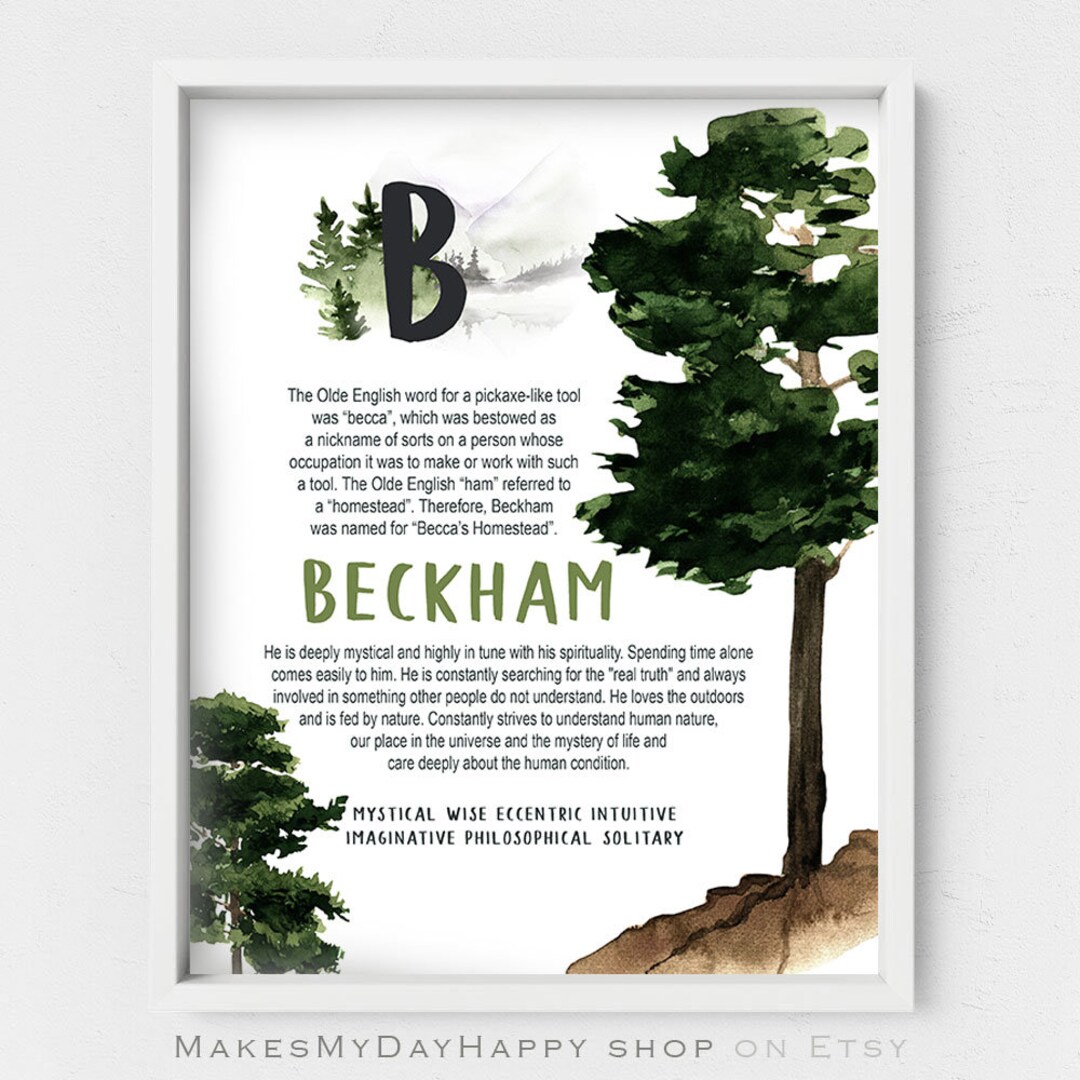 Beckham Name Definition,beckham First Name Wall Art,old Pine Tree ...