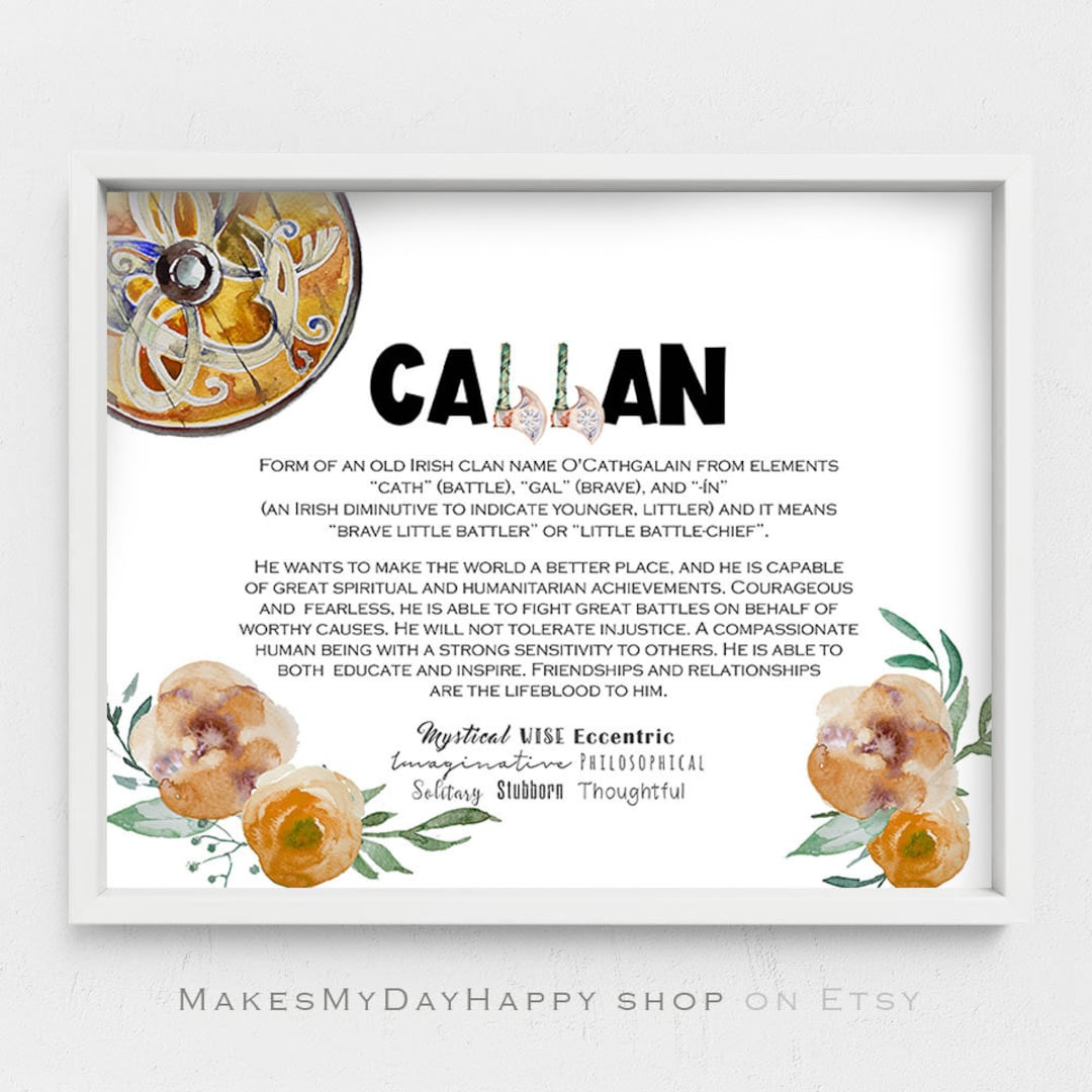 Callan Personalized Name Meaning,custom First Name,norse Pagan Room ...
