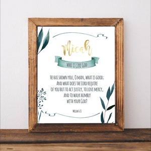 Micah Custom Name Wall Art,personalized Name Meaning With Biblical ...