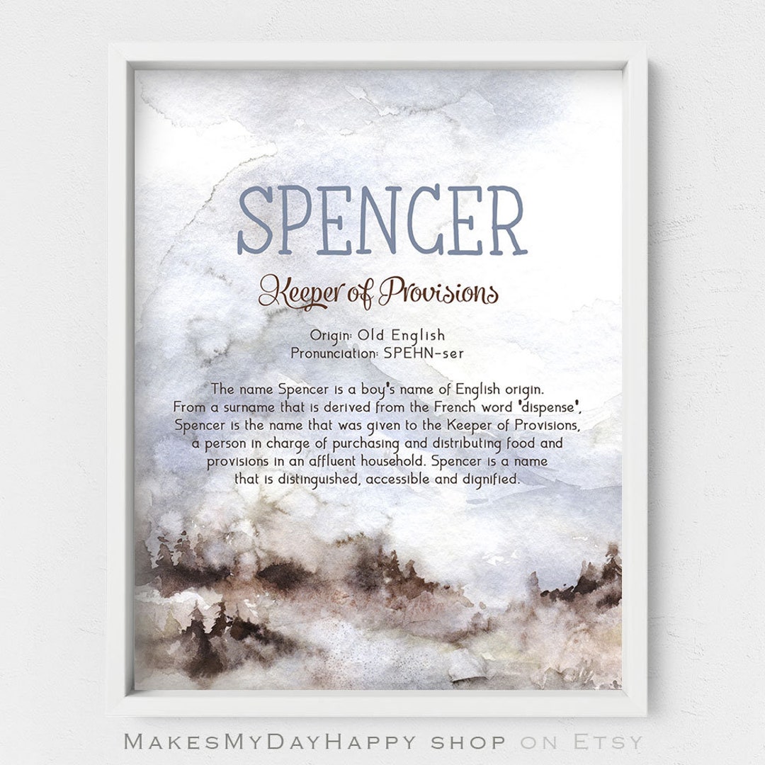 Spencer First Name Wall Art,custom Name Meaning,name Sign Printable ...