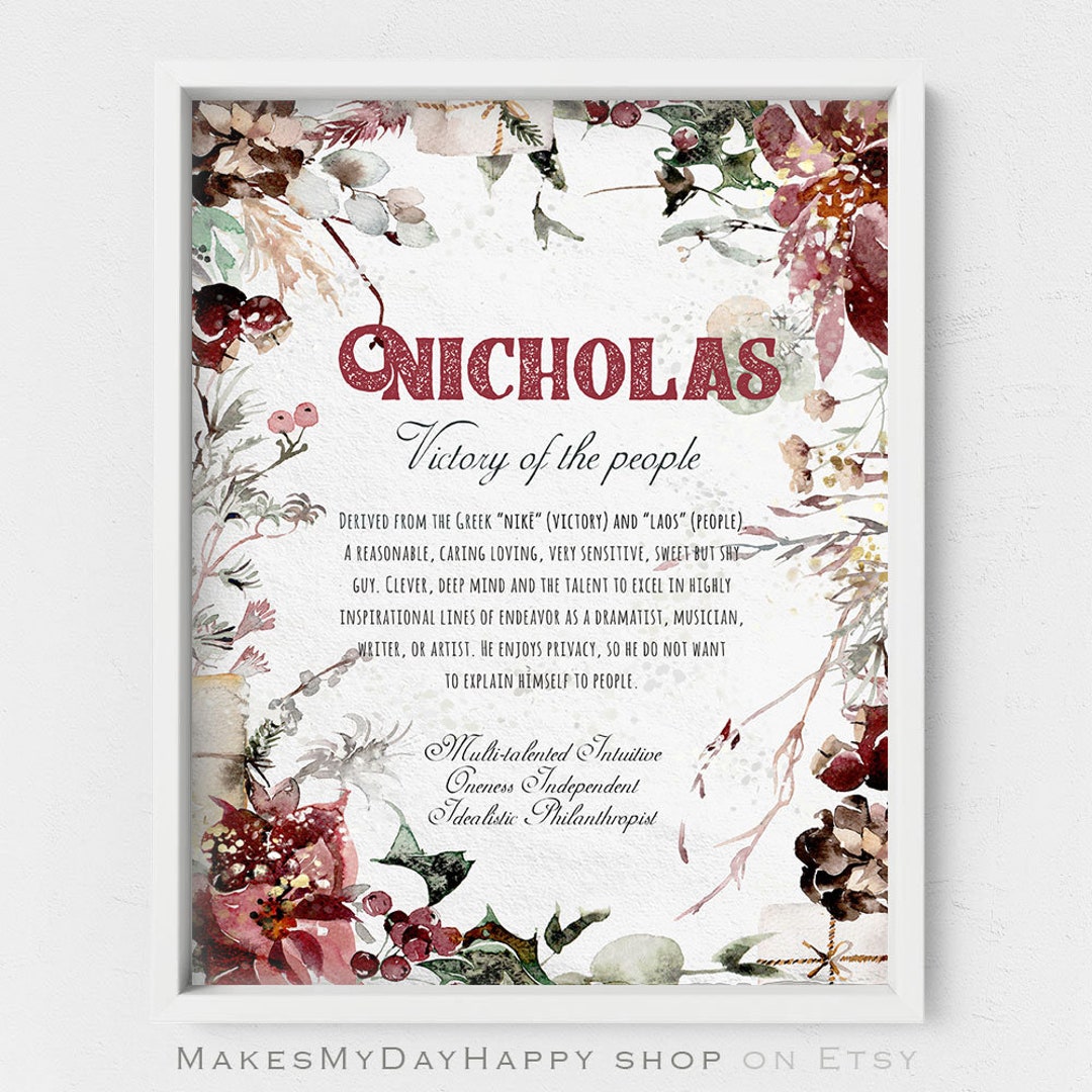 Nicholas Name Meaningsign Name Home Decorcustom Name - Etsy Hong Kong