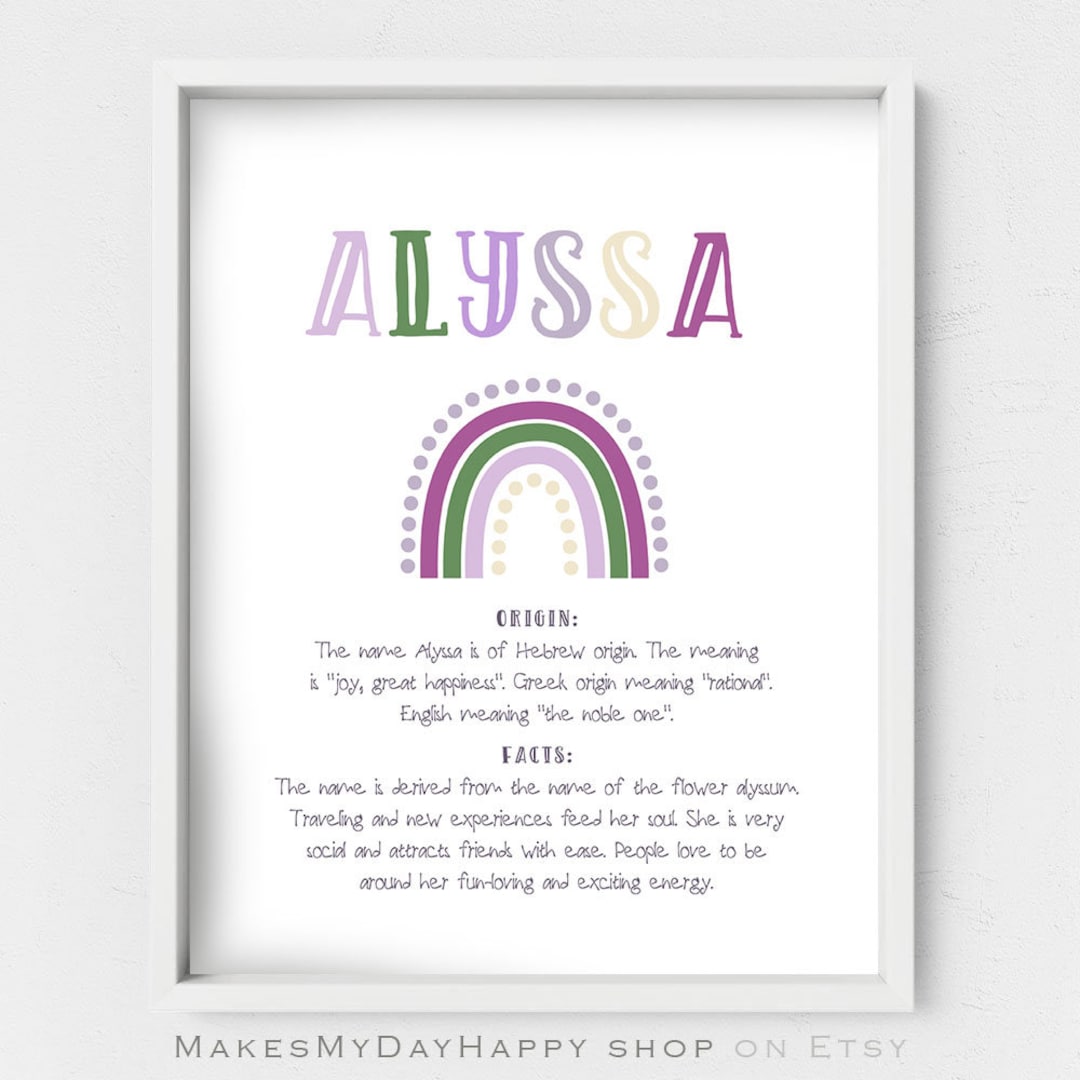 Custom Name Wall Art,alyssa Personalized Name Meaning,custom First Name ...