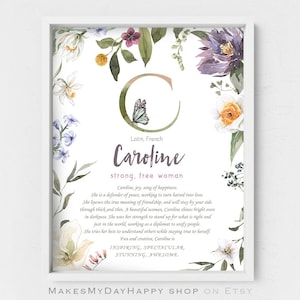 Caroline Name Meaning,origin French,wild Flowers,rustic Wall Art ...
