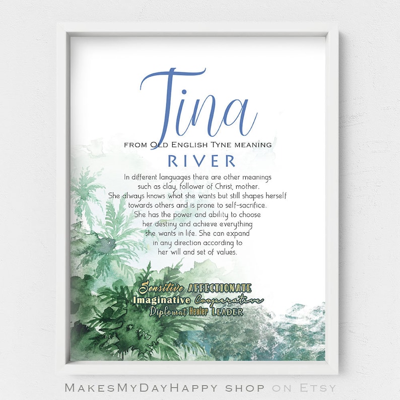 Tina Name Meaningtropic Sign Name Wall Artcustom First - Etsy