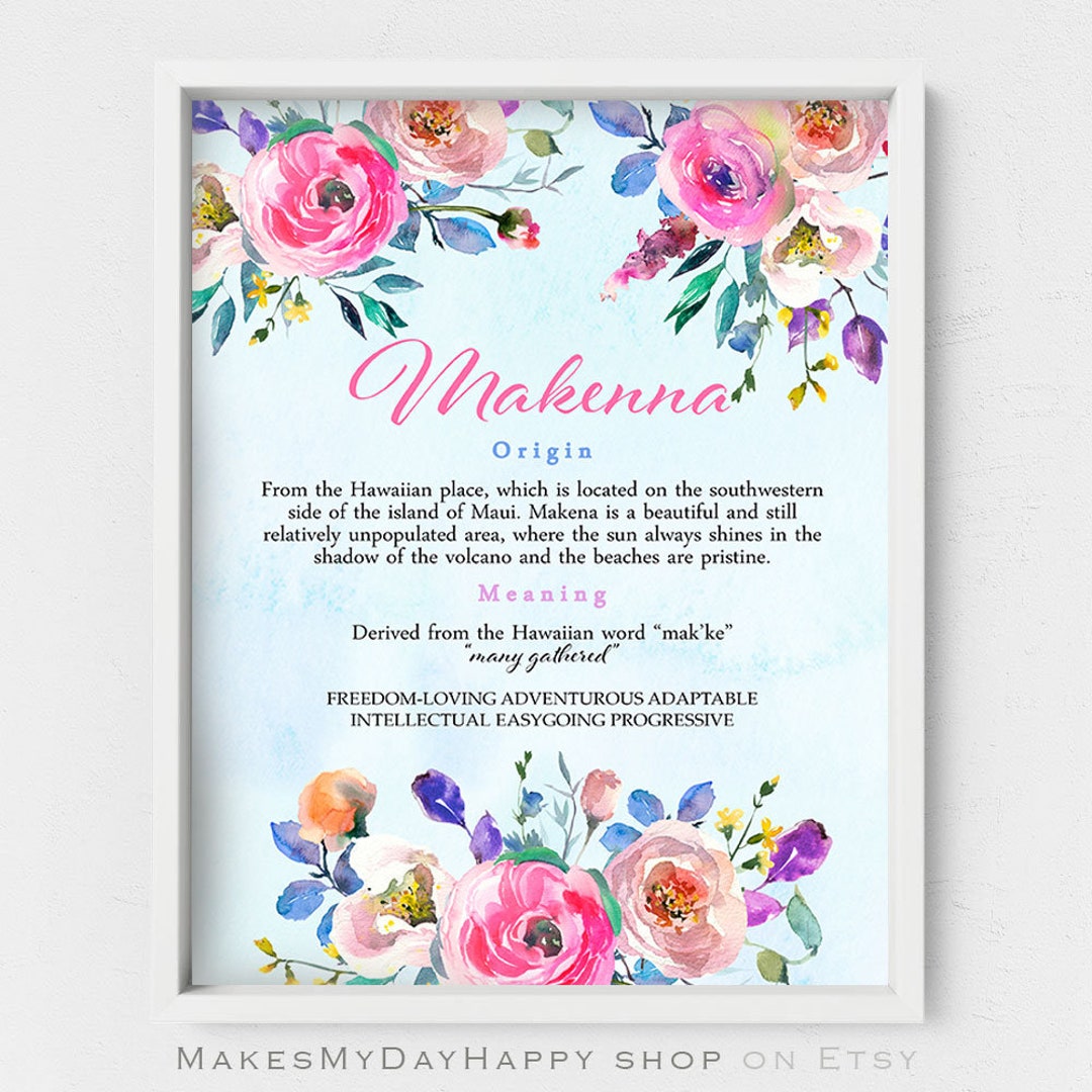 Makenna Name Meaning,watercolor Pink Peonies,nursery Floral Decor ...