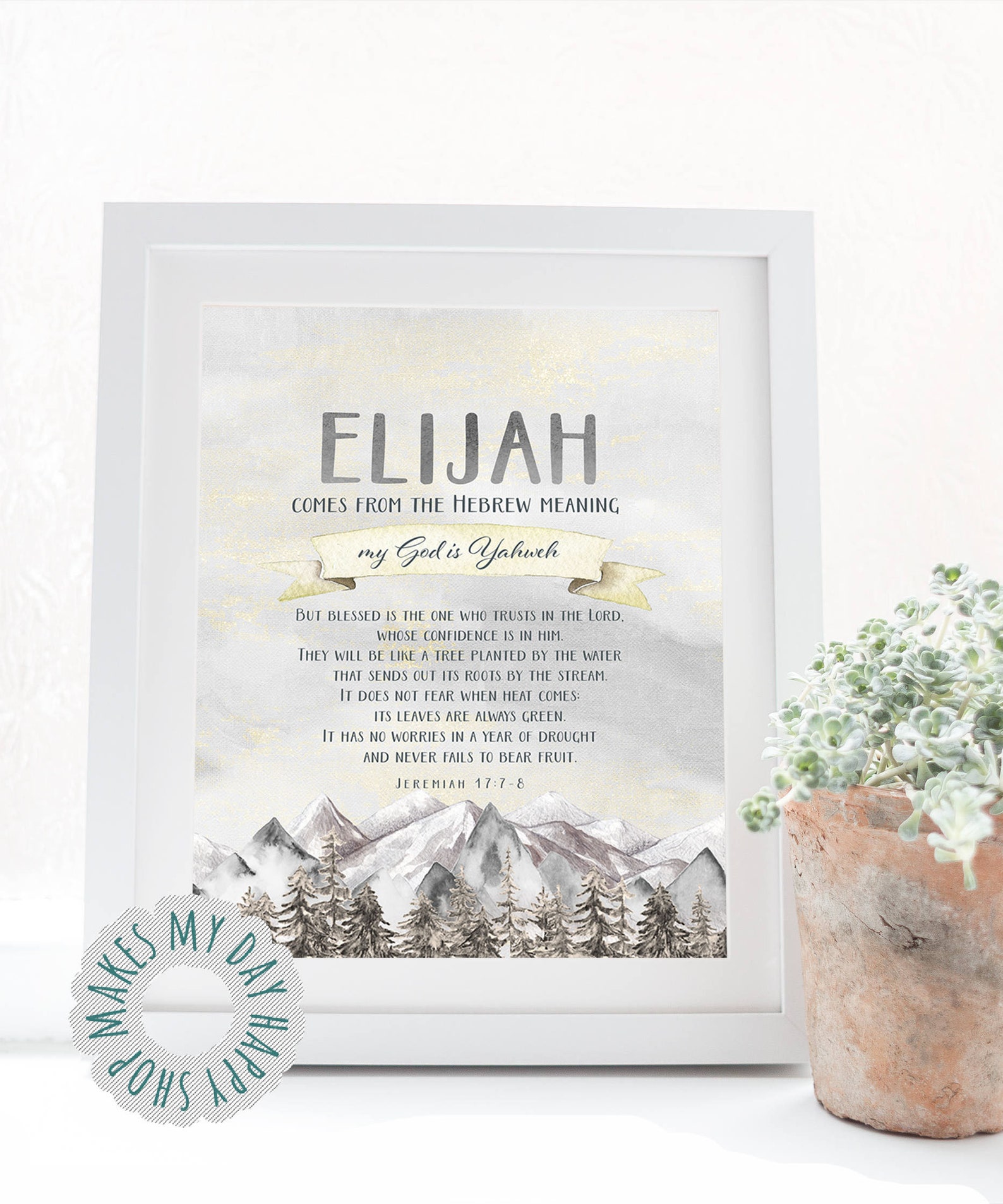Elijah Name Meaning Wall Artjeremiah 17:7-8 Custom Biblical | Etsy