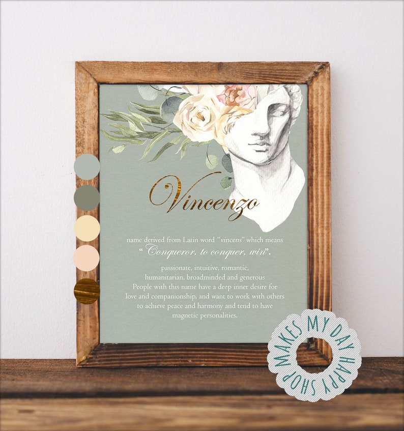 Custom Name Personalized Art Printvincenzo Custom - Etsy