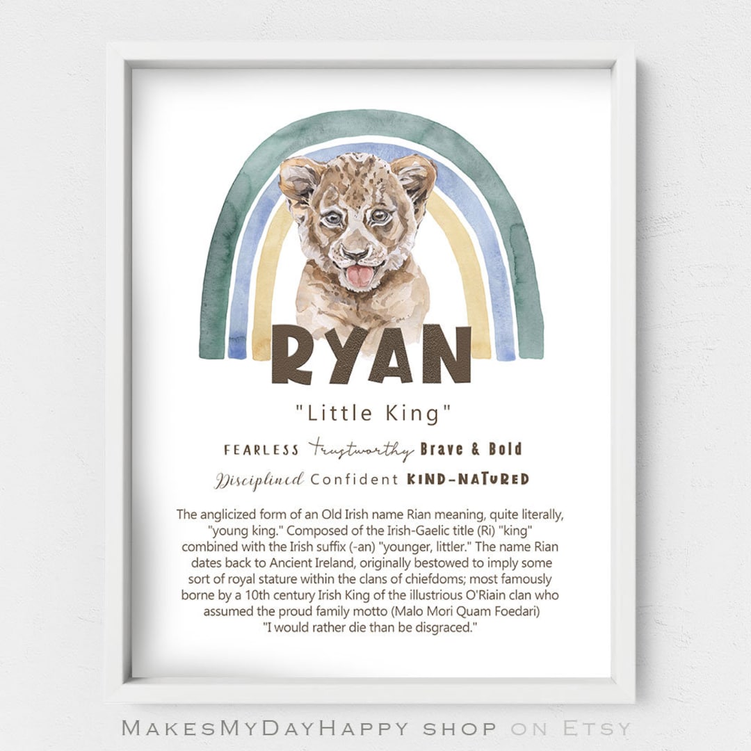 Ryan First Name Wall Art,watercolor Rainbow,ryan Biblical Meaning,baby ...