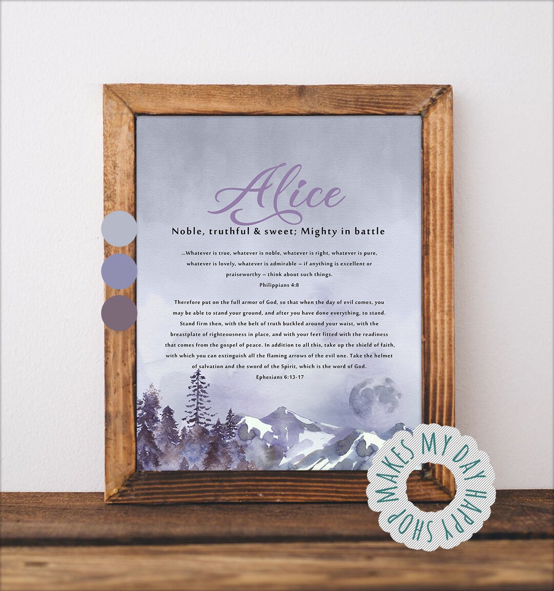 Alice Personalized Name Meaning,watercolor Purple Custom Meaning of ...