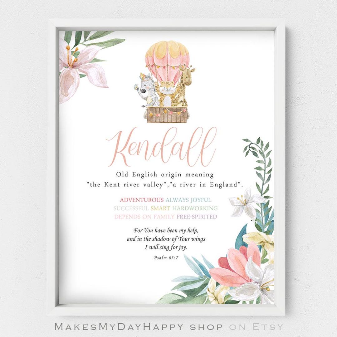 Kendall Name Wall Art,symbol of England River,colorful Floral Art ...