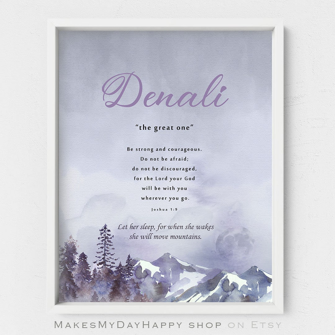 Denali Name Wall Art,purple Moon Girl Room Decor,meaning of Name,snowy ...