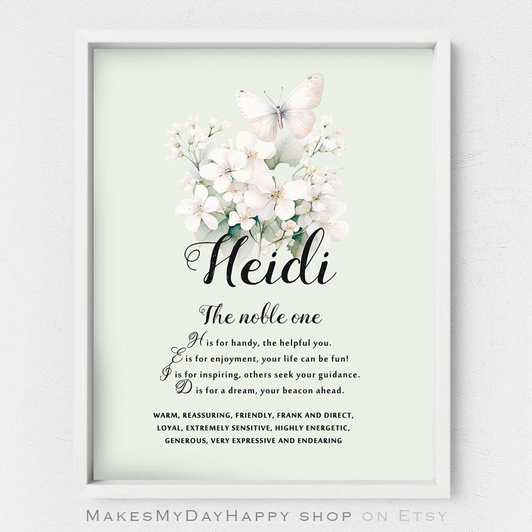 Heidi Name Wall Art,personalized Name Meaning,white Lilies,best Friend ...