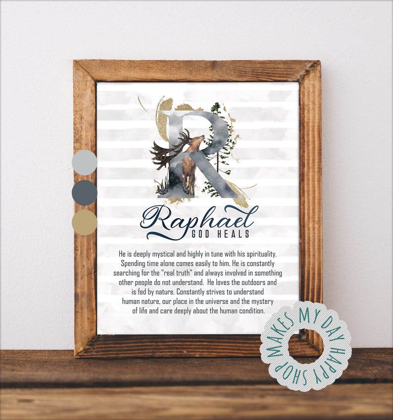 Raphael Custom Name Meaning,woodland Theme Personalized Art,meaning of ...