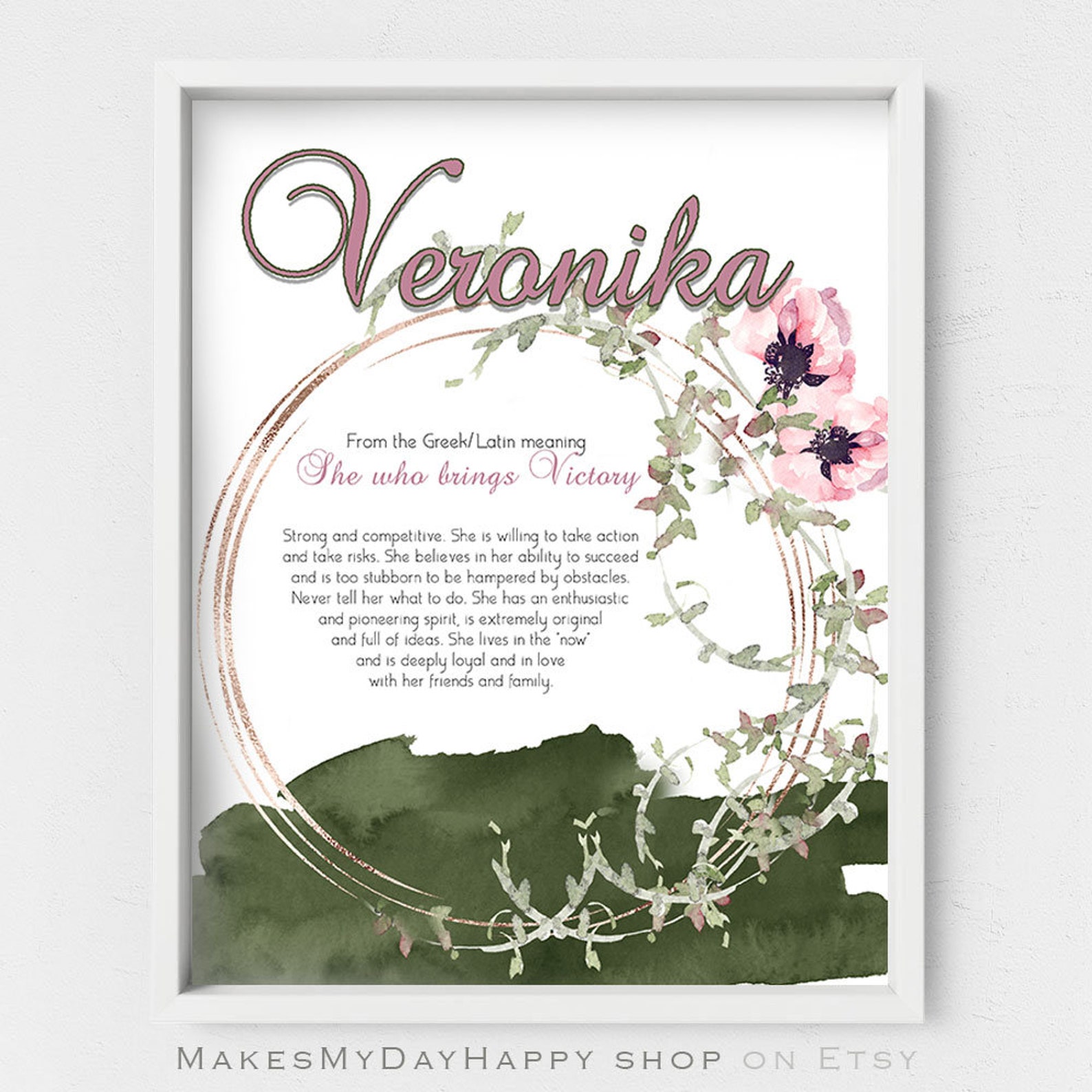 Vanessa Name Meaning,personalized Gift,greenery Nursery,sign Name Wall ...