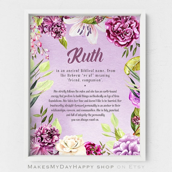Ruth Origin of Namename Art Printablemeaning of Namecustom | Etsy