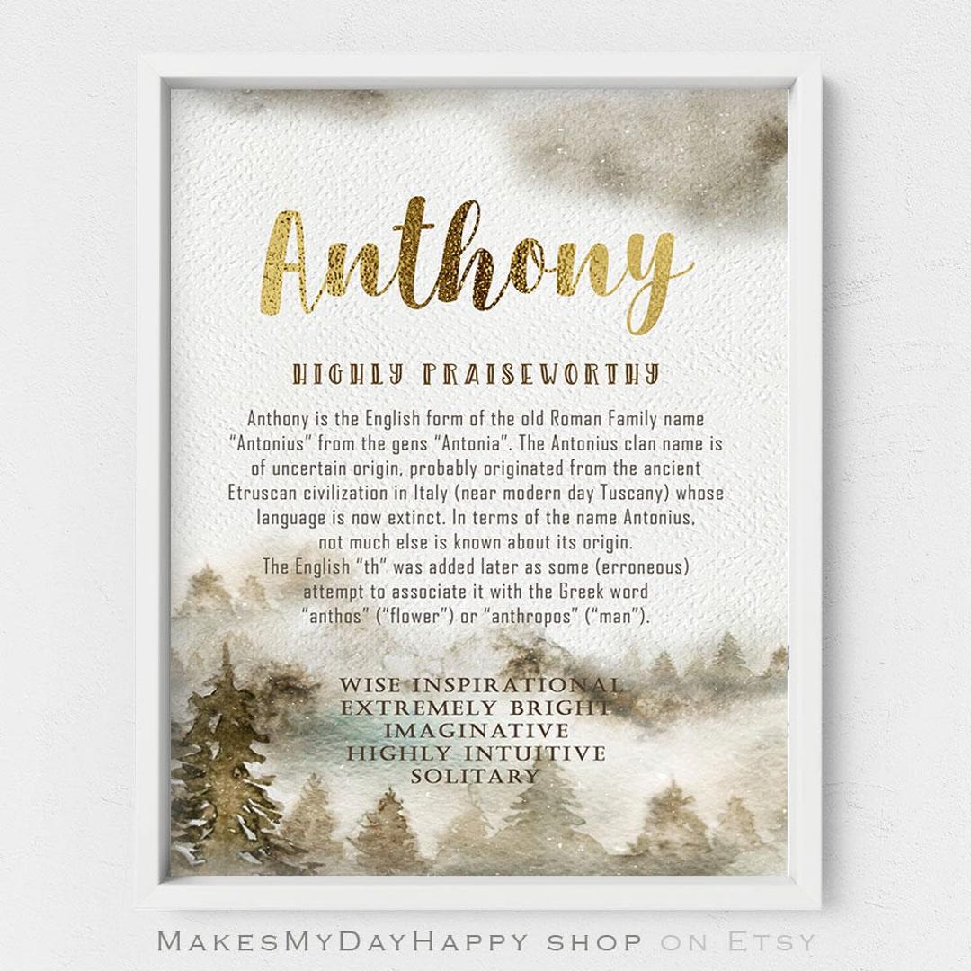 Anthony Name Meaning,toddler Birthday Gift,foggy Mountain Landscape ...