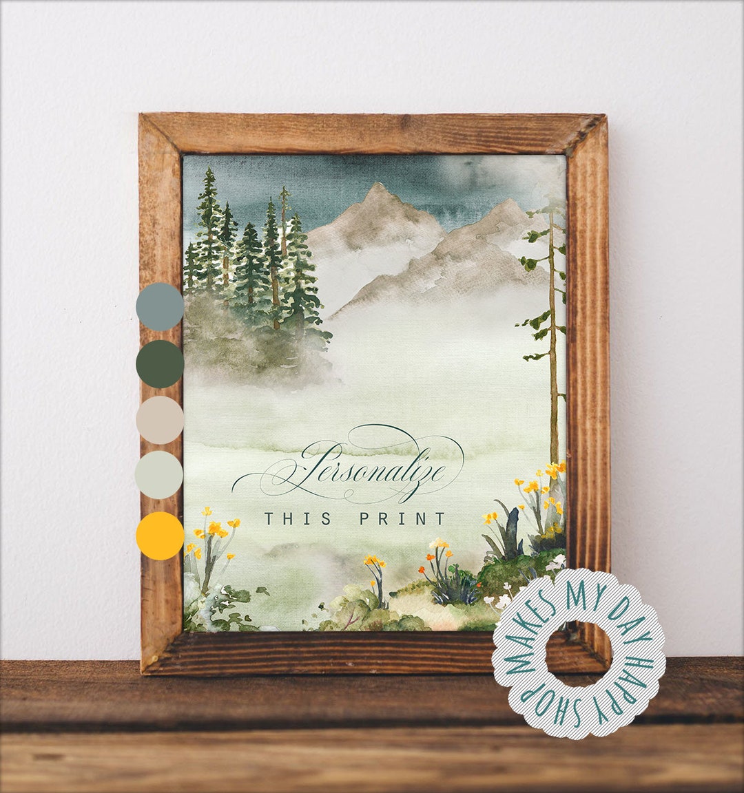 Watercolor Forest Landscape,green Landscape,custom Quote Print,quote ...