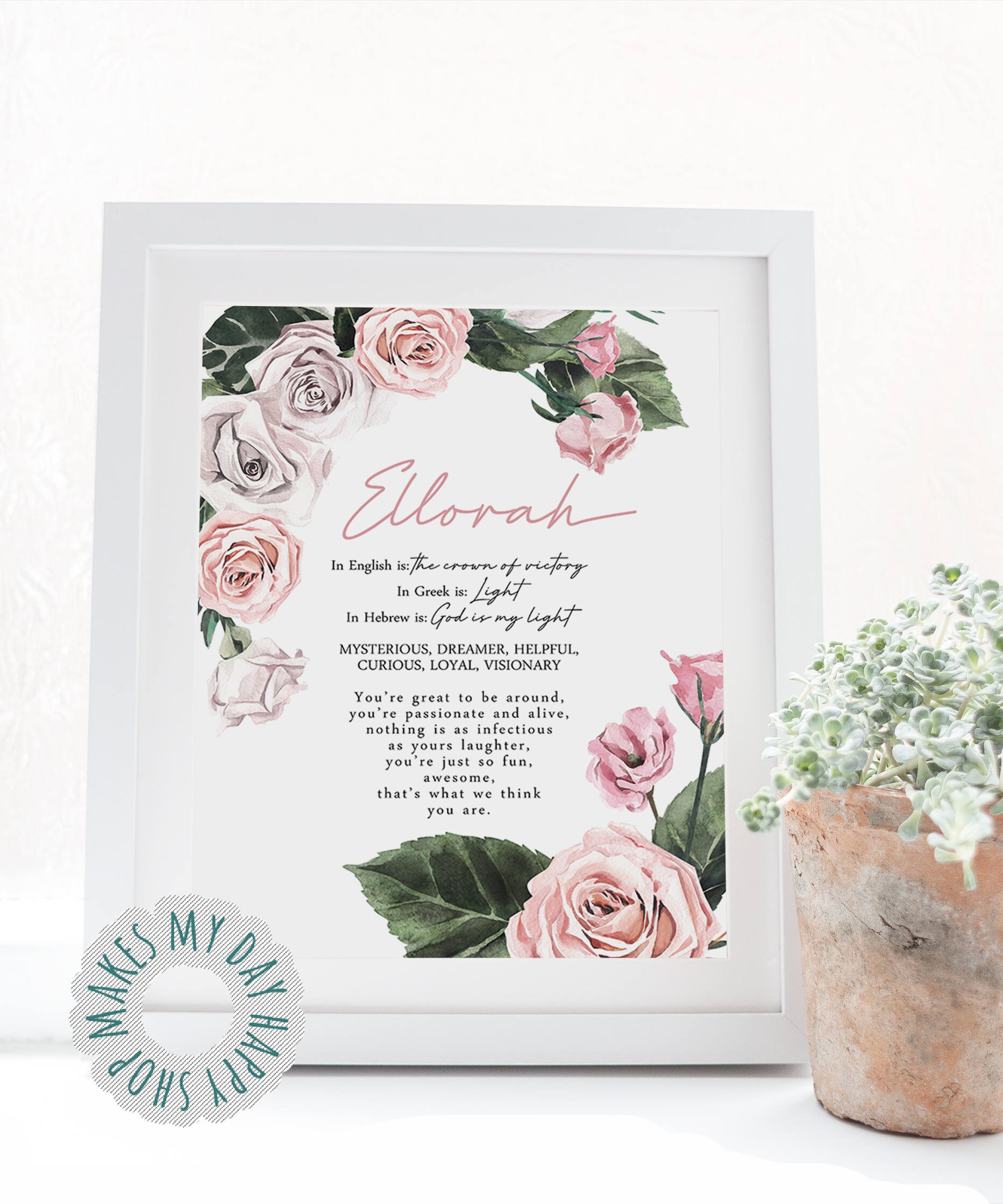 Matilda name meaning,blush nursery floral decor,Floral name wall art ...