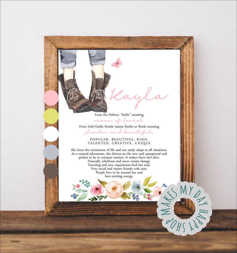 Kayla Name Meaning Printable Wall Artcustom Name Meaninggift - Etsy