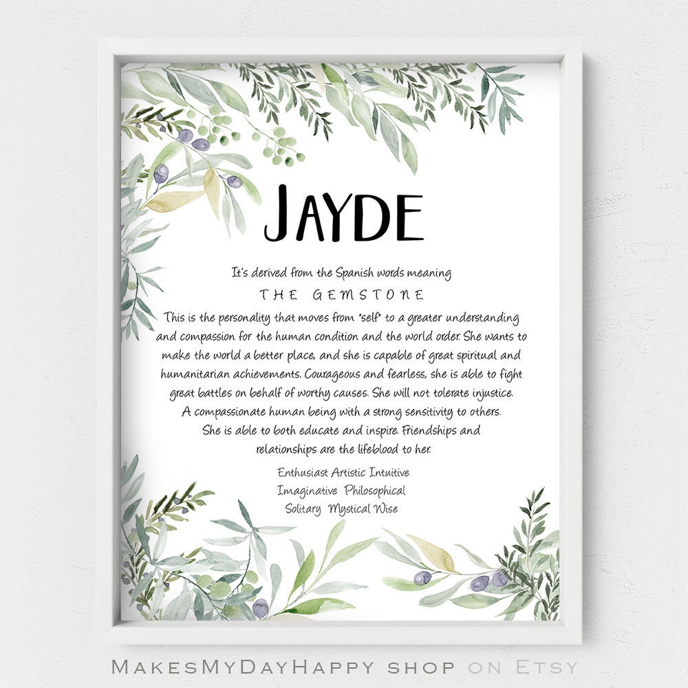 Custom Name Meaning Printable Wall Art,white Blush Nursery,gracie Name ...